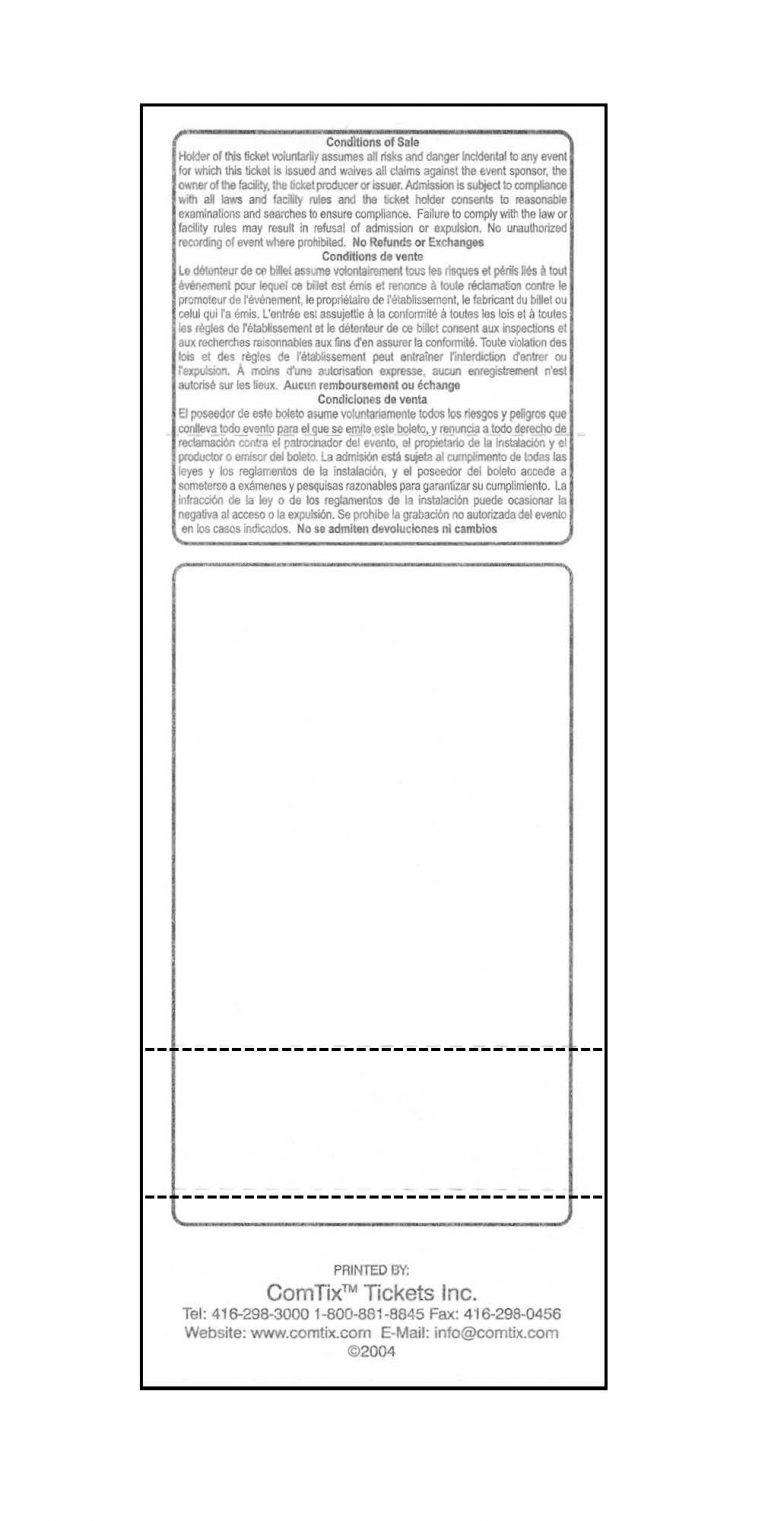 Ticket and Tag Disclaimers | Comtix Tickets