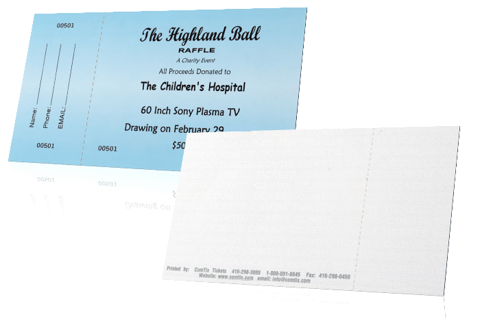 Custom Printed Raffle Tickets - Large | ComTix Tickets Inc.